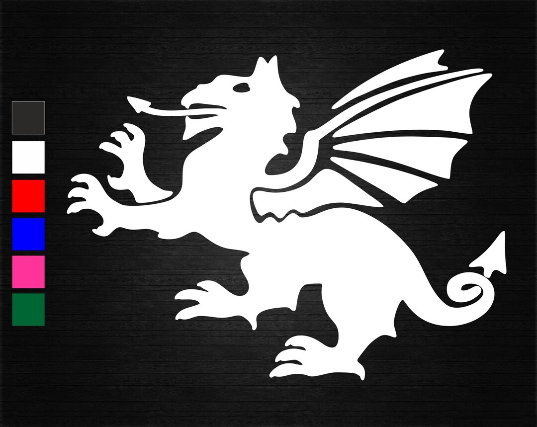 Anglo Saxon English White Dragon Vinyl Decal Sticker Wall Door Window ...