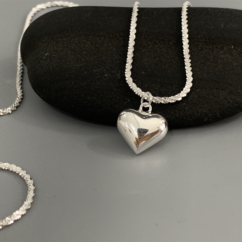 Sterling Silver Solid Heart Pendant - Etsy