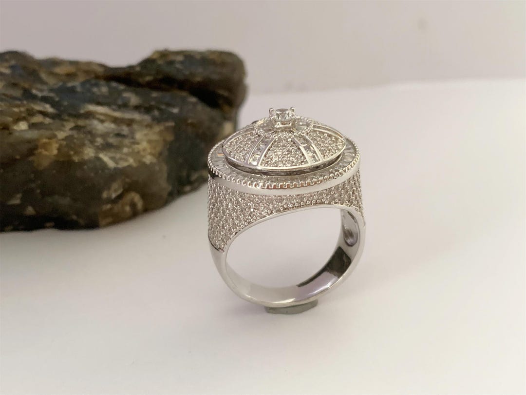 Iced Out Anxiety Spinner Ring, Mens Fidget Ring,rapper Hip Hop Jewelry ...