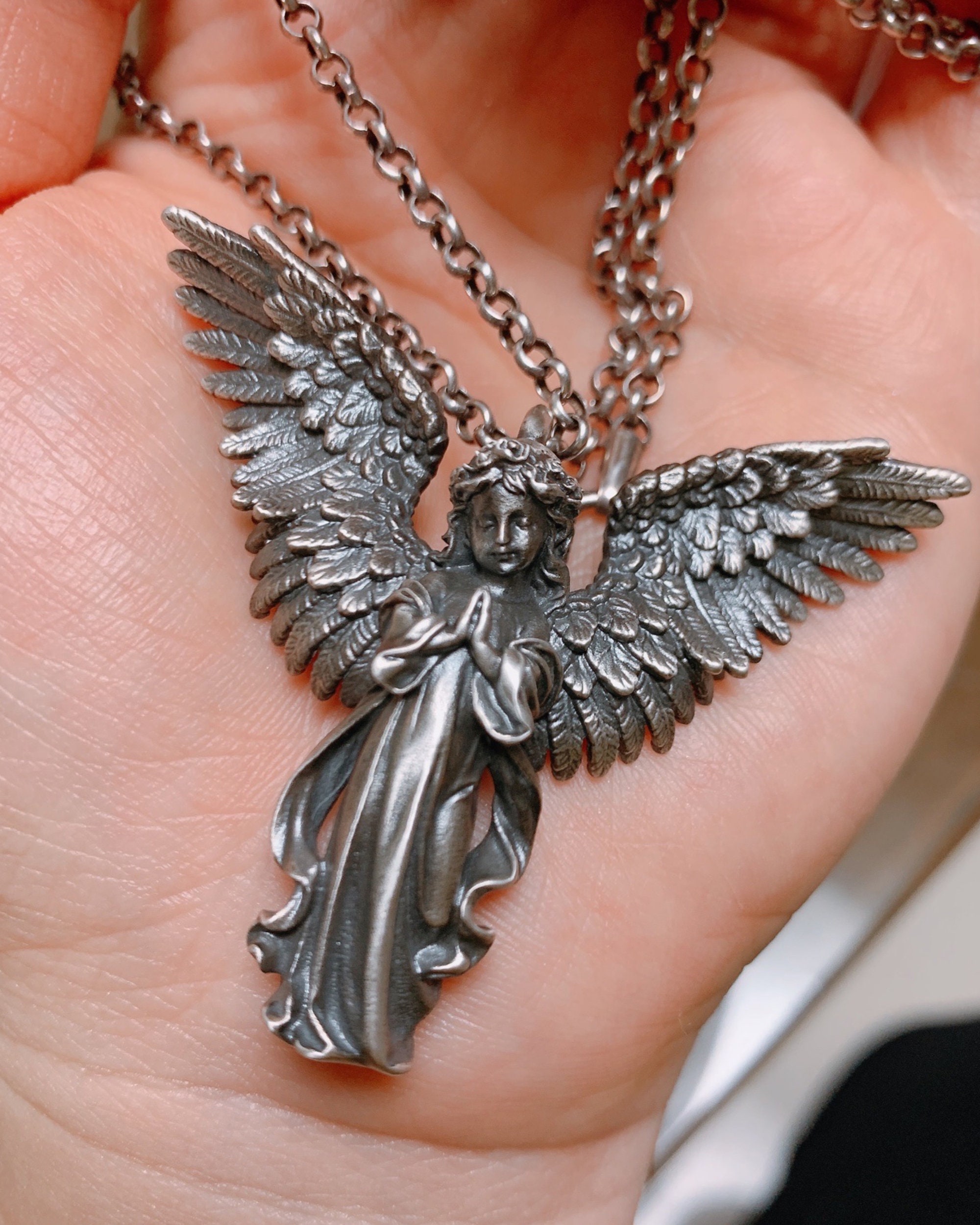 Vintage Guardian Angel Necklace,adult Fairy Wings,religious Pendant ...