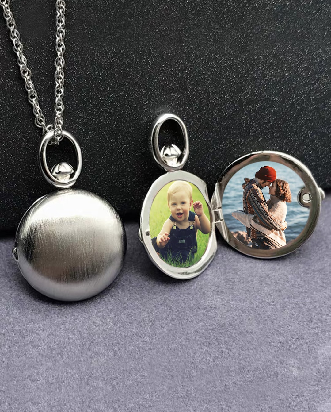 Waterproof Photo Round Locket Necklace ,custom Picture Pendant With 925 ...