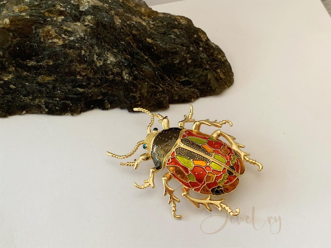 Beetle Enamel Brooch Pins: Handmade Insect Jewelry for Women/men ...