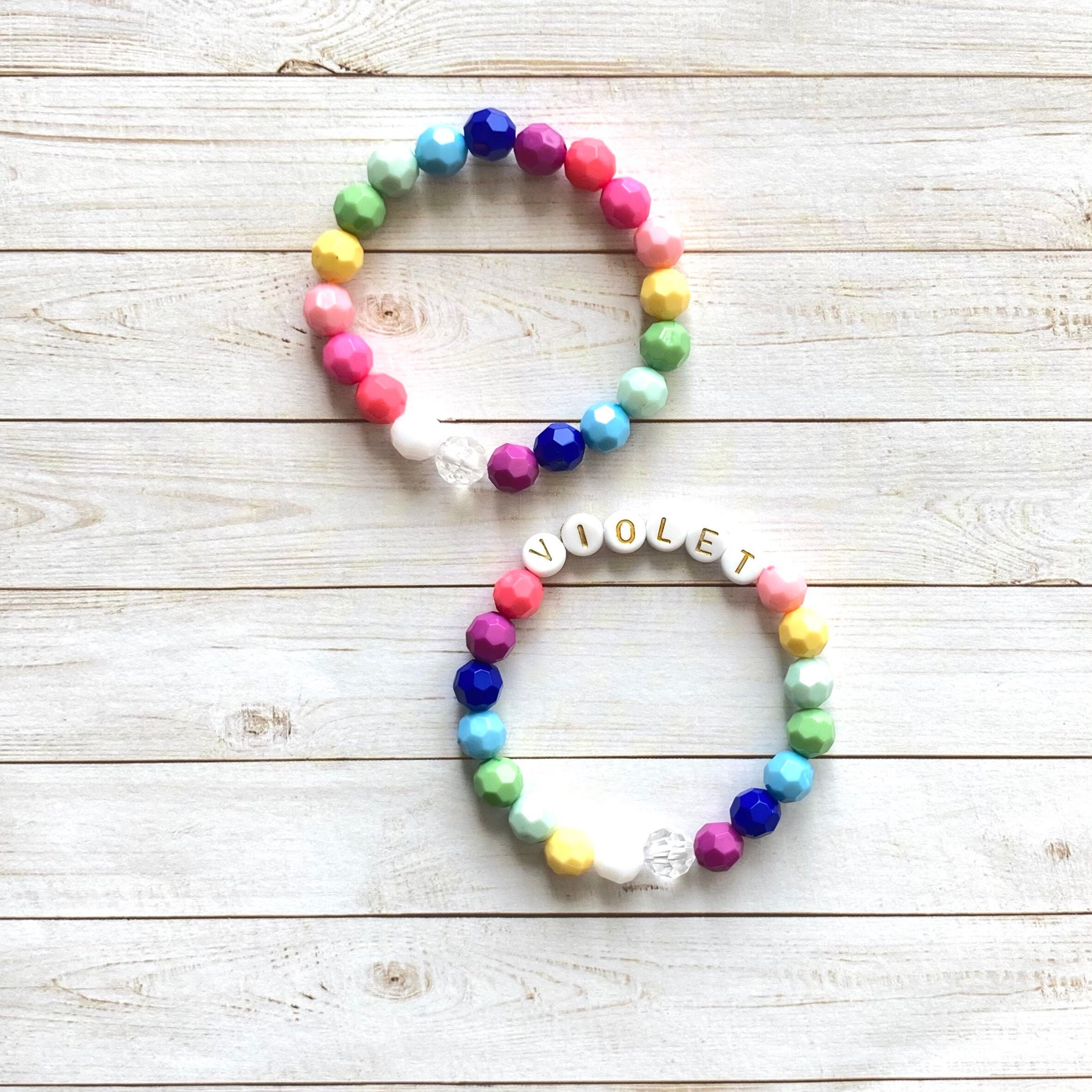 Kids Rainbow Bead Bracelet Personalized Bracelet Girl Jewelry