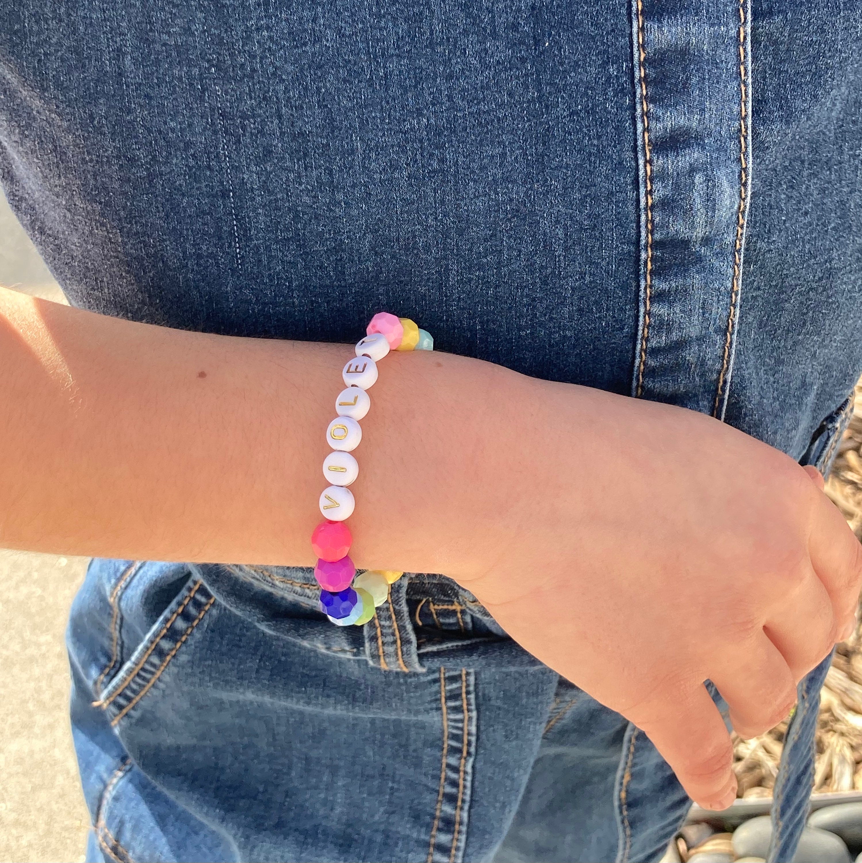 Kids Rainbow Bead Bracelet Personalized Bracelets Girls | Etsy