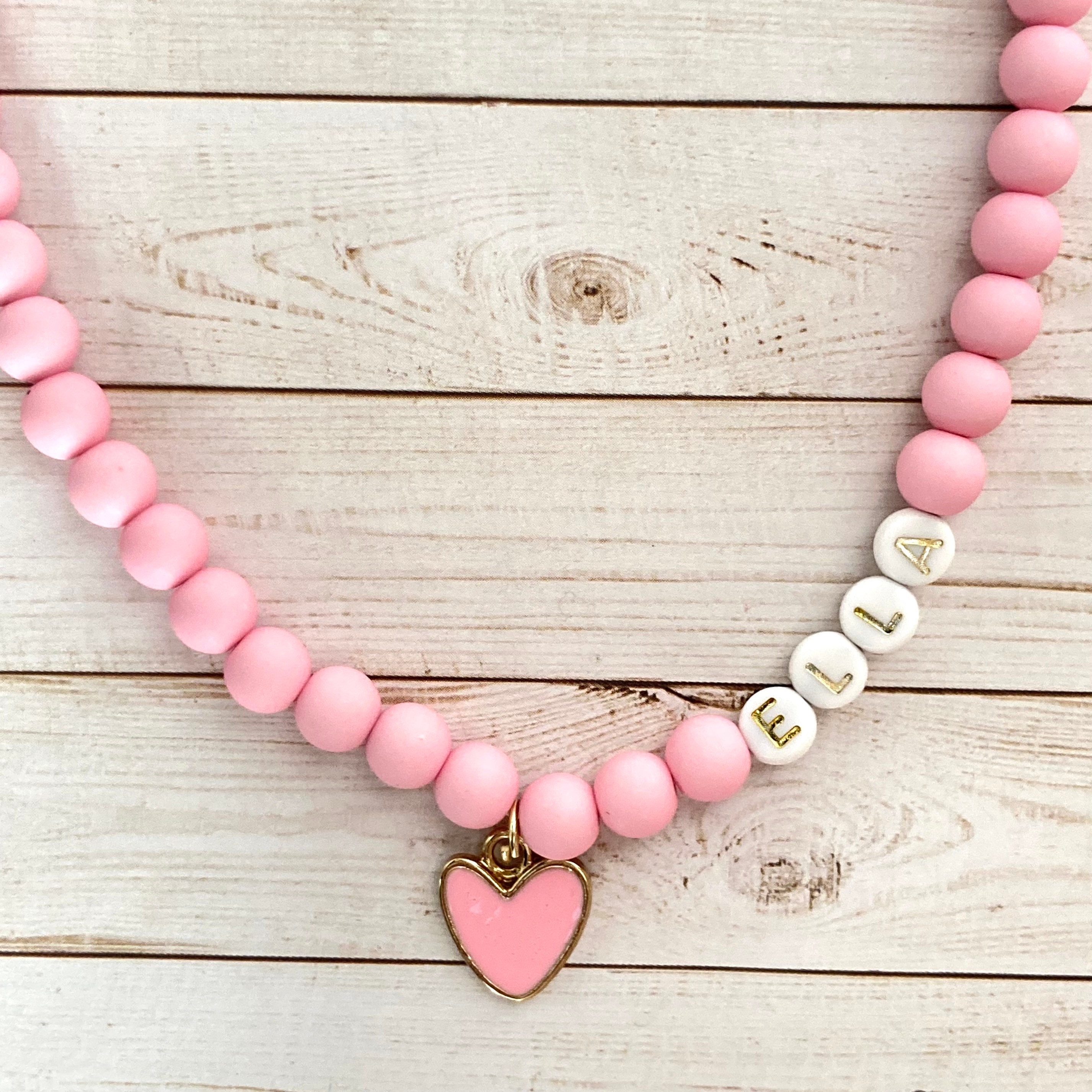 Heart Charm Necklace Girls Personalized Necklace Toddler - Etsy