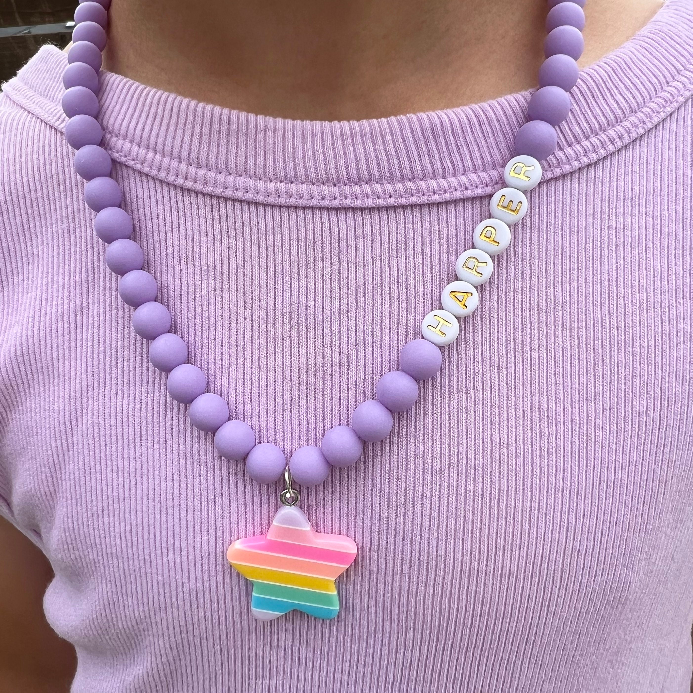 Girls Beaded Necklace, Heart Necklace, Jewelry for Girls, Personalized ...