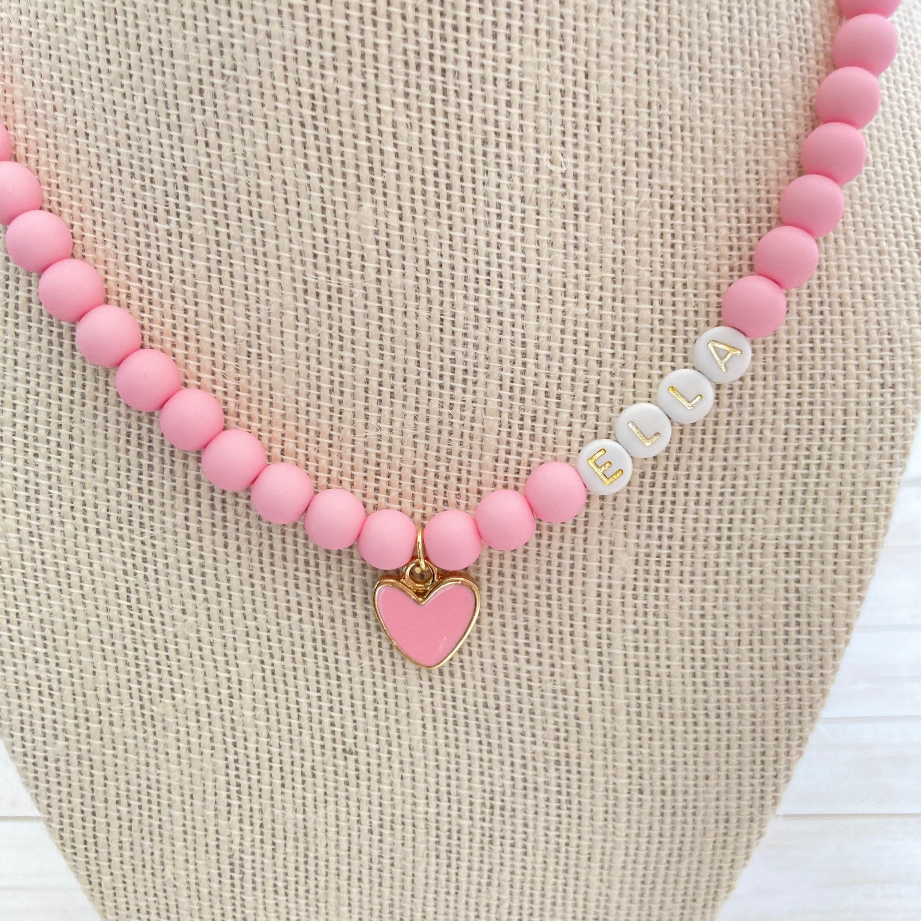 Heart Charm Necklace Girls Personalized Necklace Toddler - Etsy