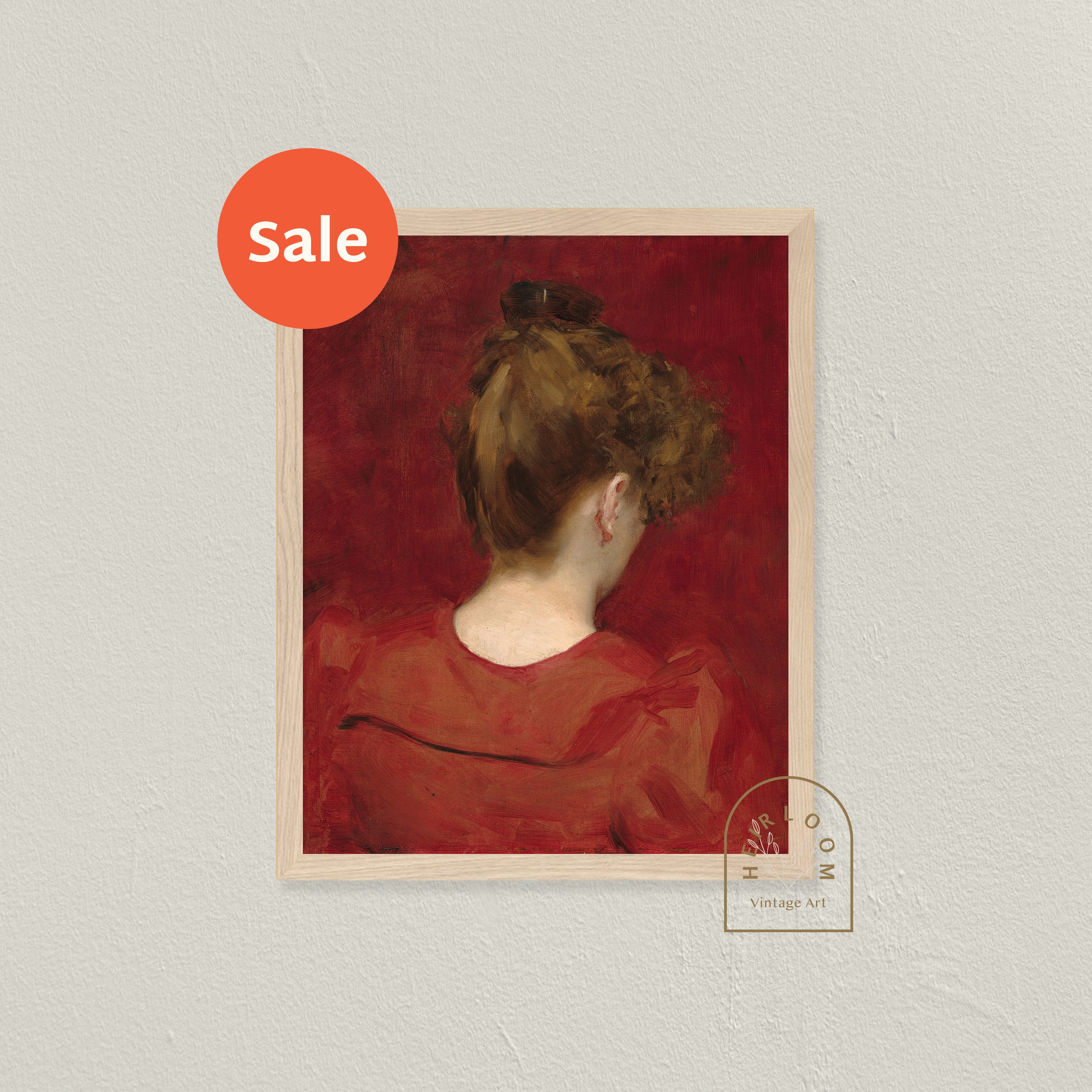 Lilia - Red Portrait Painting Printable Vintage Art - Etsy