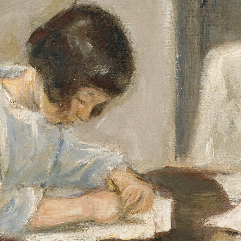 Writing a Letter - Young Girl Portrait Painting Printable Vintage Art ...