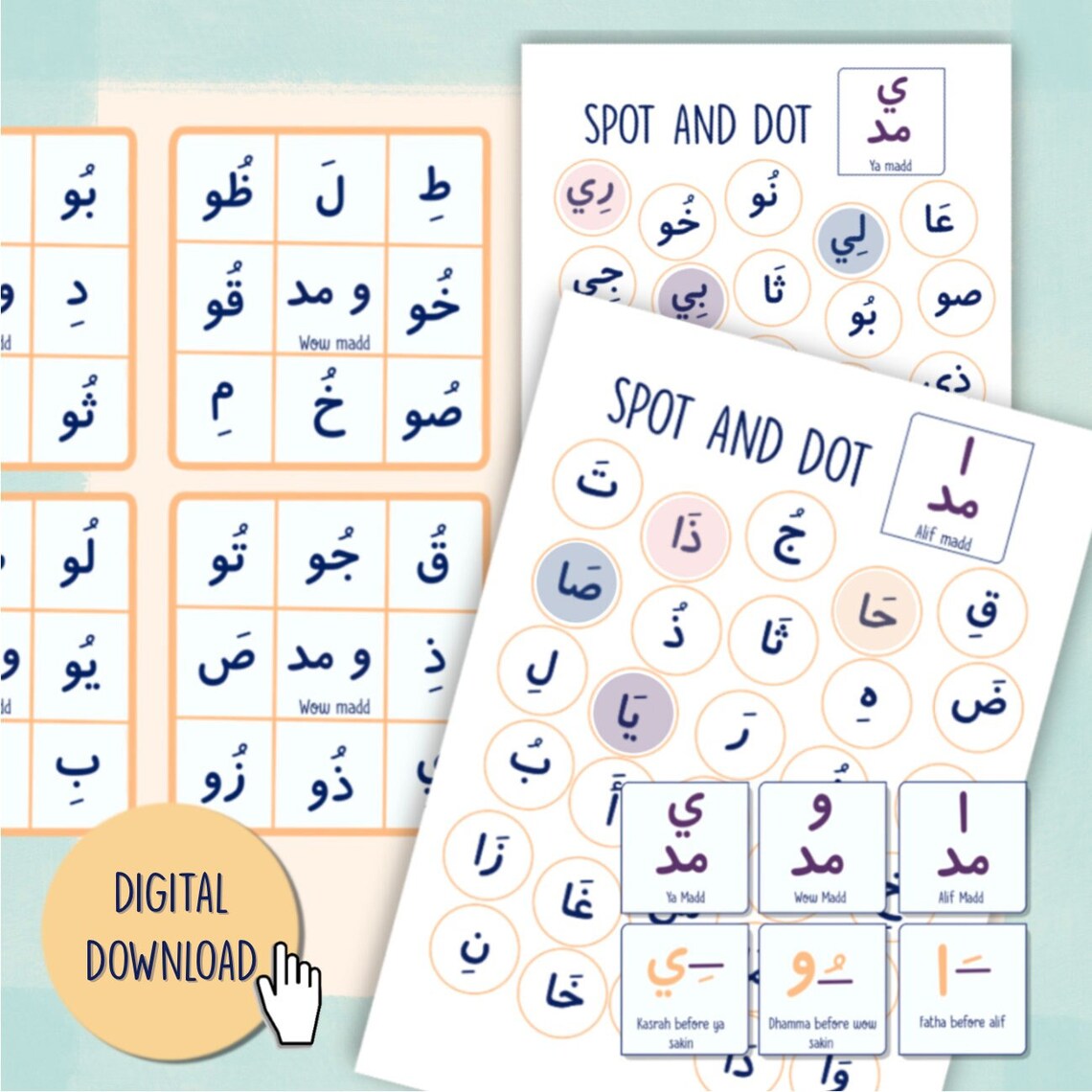 Arabic Letters Worksheet Teaching Your Little One Long Vowels - Etsy