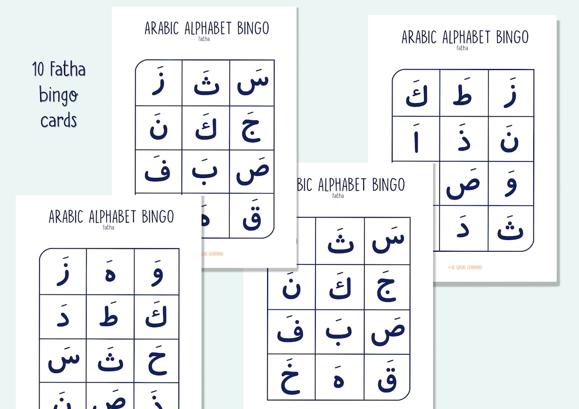 Arabic Letters Bingo Game for Children to Help Learn the Arabic Short ...