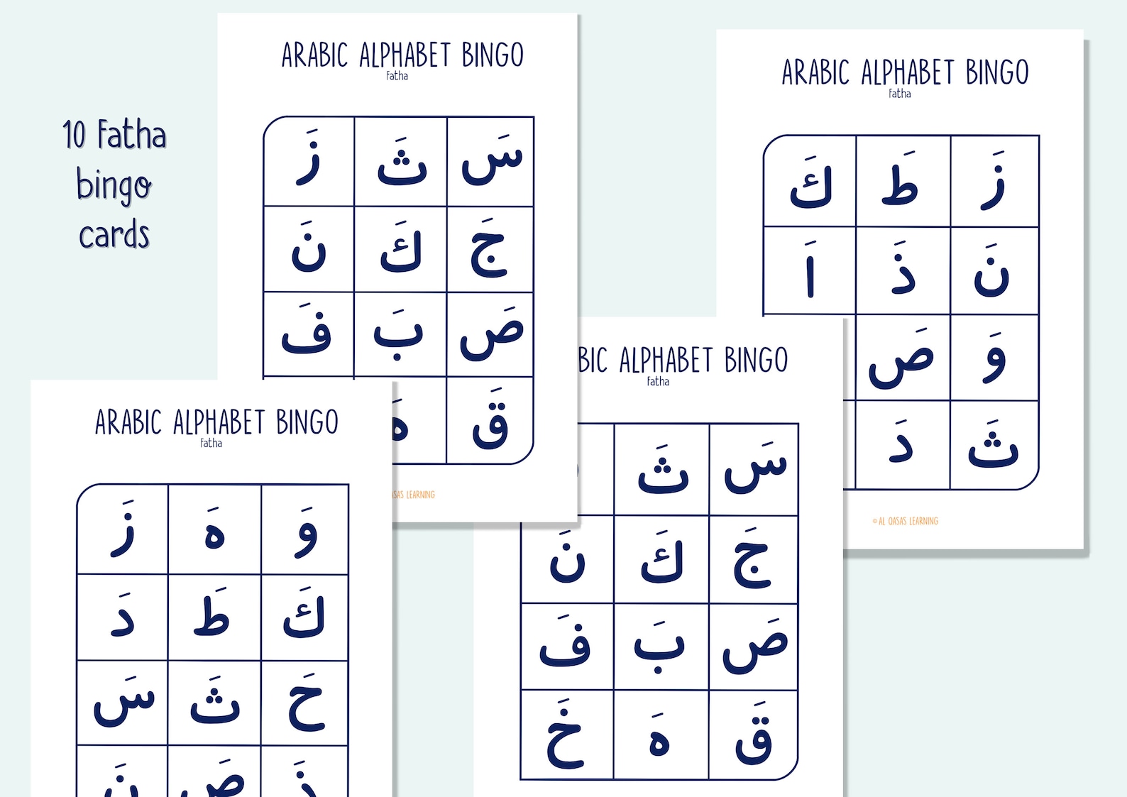 Arabic Letters Bingo Game for Children to Help Learn the Arabic Short ...