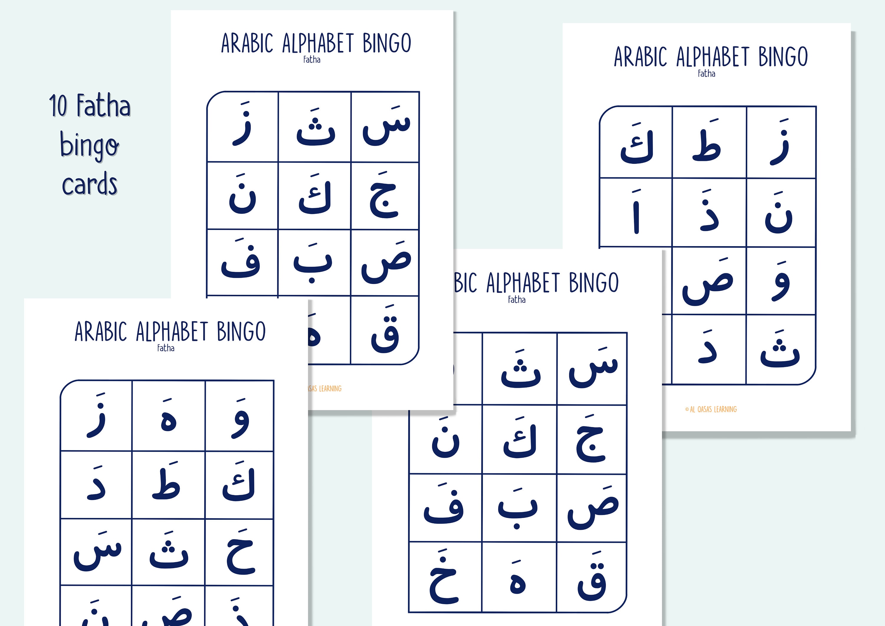 Arabic Letters Bingo Game for Children to Help Learn the Arabic Short ...