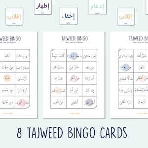 Tajweed Bingo Game for Children With the Noon Sakinah and Tanween Rules ...