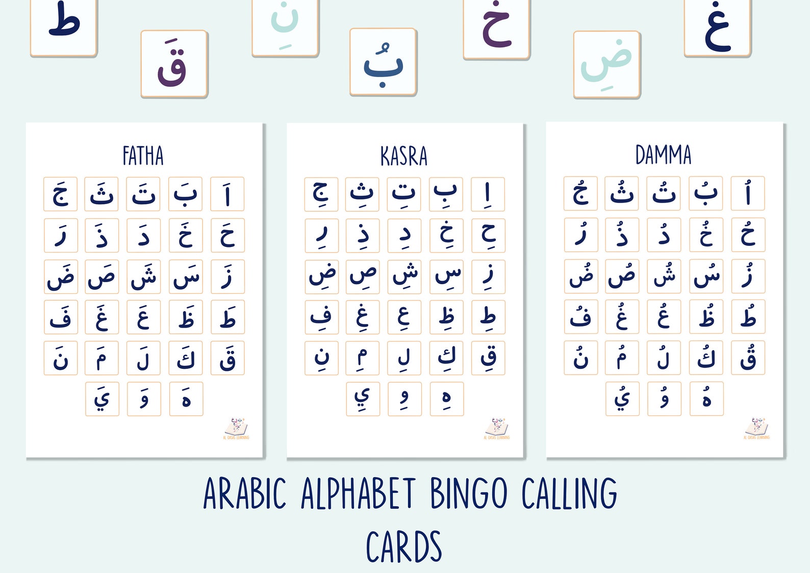Arabic Letters Bingo Game for Children to Help Learn the Arabic Short ...
