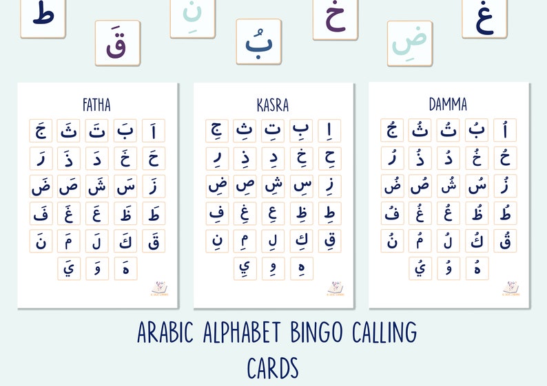 Arabic Letters Bingo Game for Children to Help Learn the Arabic Short ...
