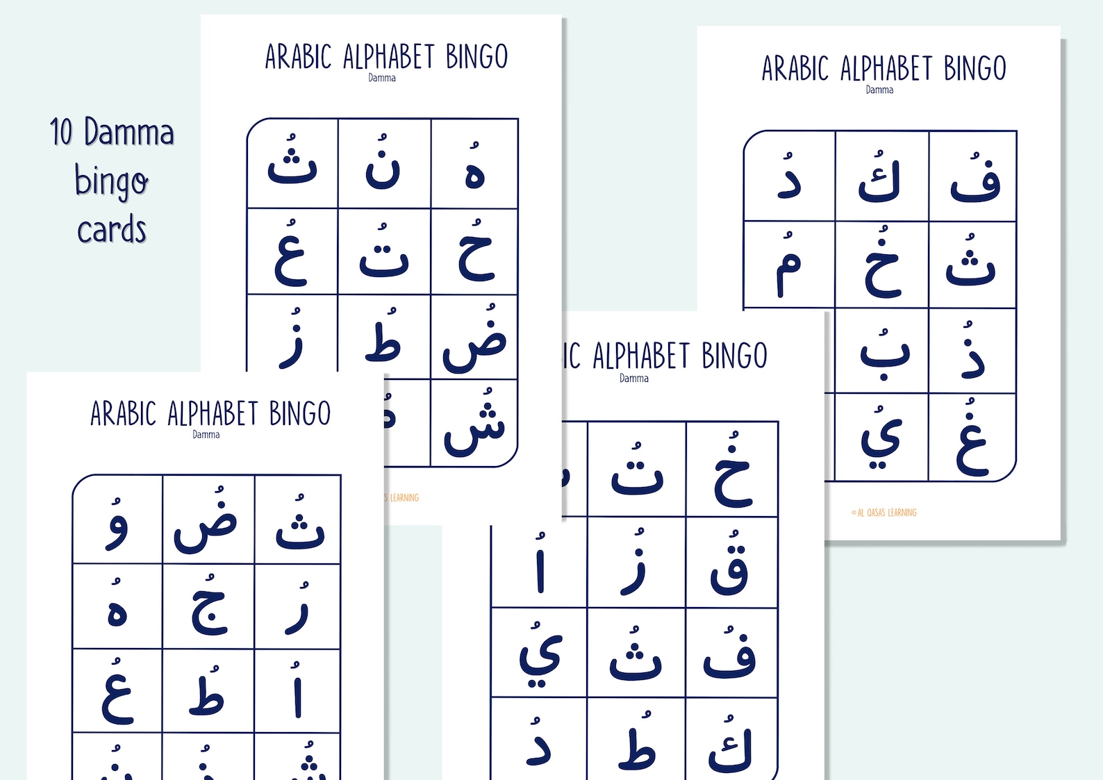 Arabic Letters Bingo Game for Children to Help Learn the Arabic Short ...