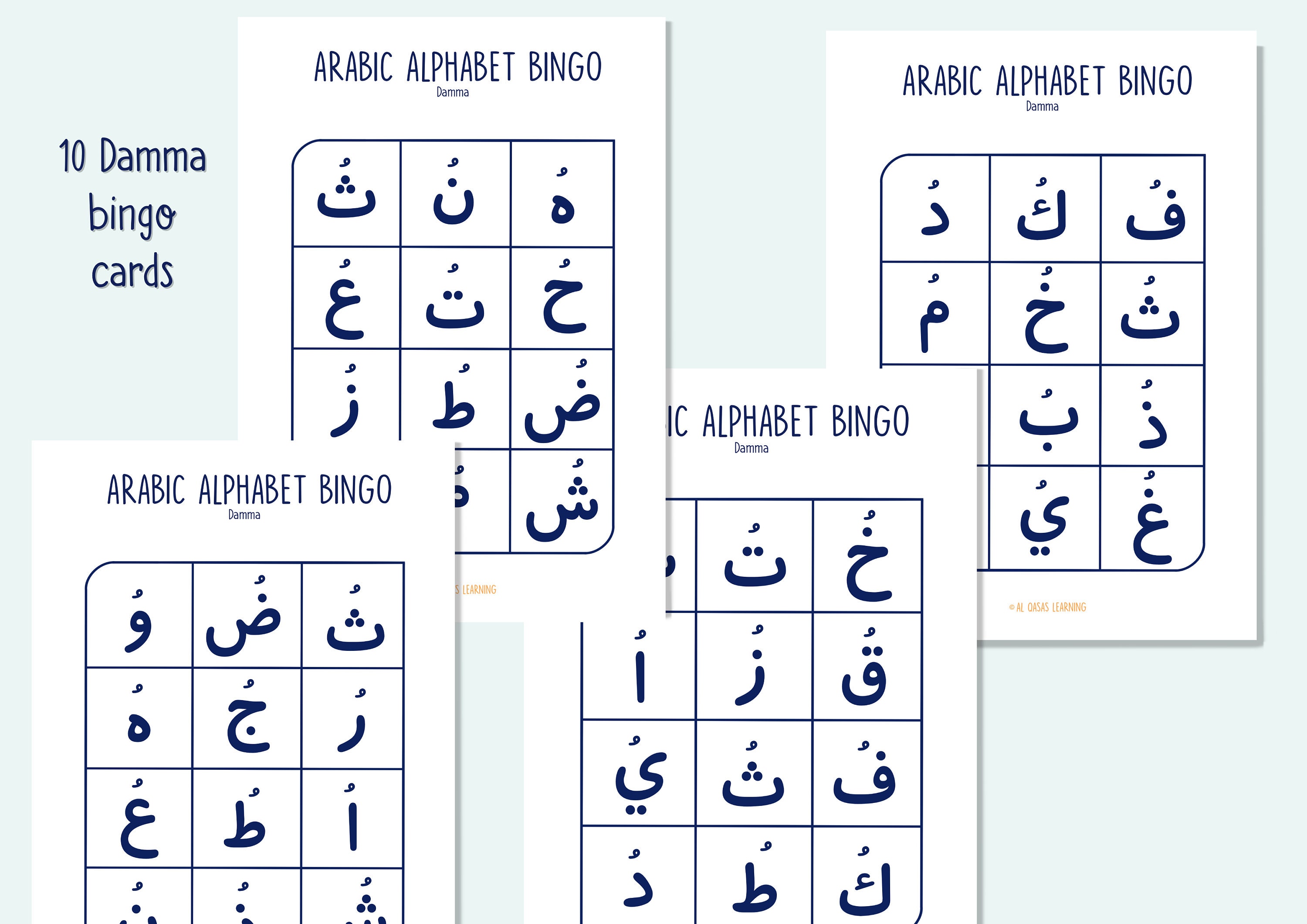 Arabic Letters Bingo Game for Children to Help Learn the Arabic Short ...