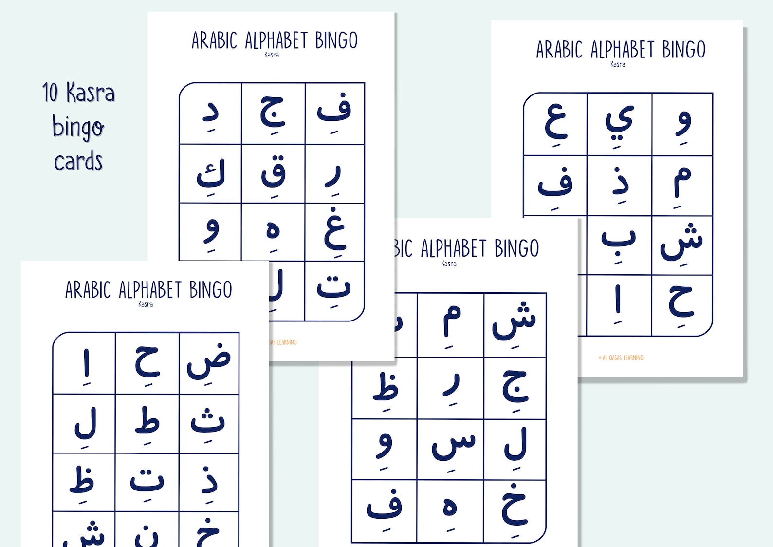 Arabic Letters Bingo Game for Children to Help Learn the Arabic Short ...