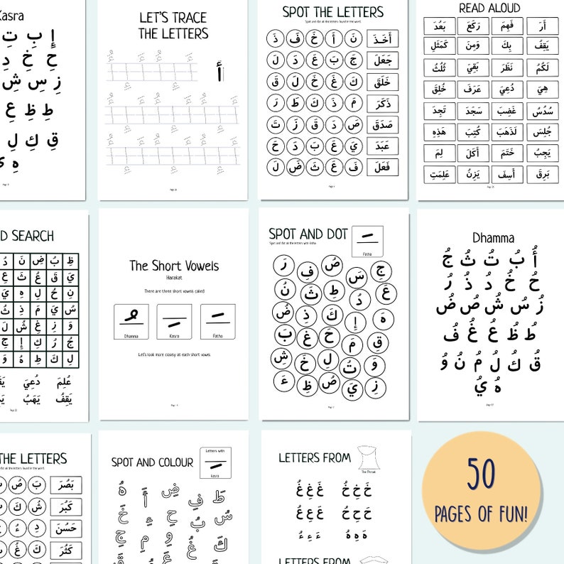 The Arabic Short Vowels fatha, Kasra, Dhamma Digital Download - Etsy ...