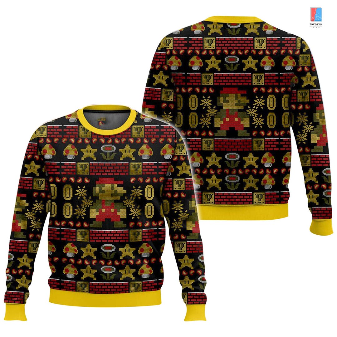 Super Mario Ugly Christmas Sweater, Mario Christmas Shirt, Princess ...