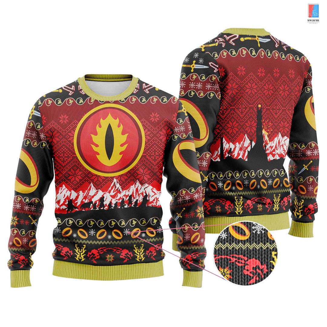 Lord of the Rings Ugly Sweater, Sauron Eye Ugly Christmas Sweater, LOTR ...