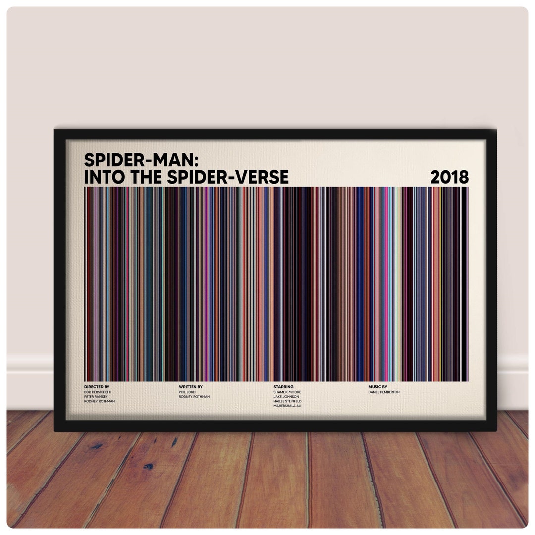 Spider Man Into the Spiderverse Movie Barcode Print Poster, Spider Man ...