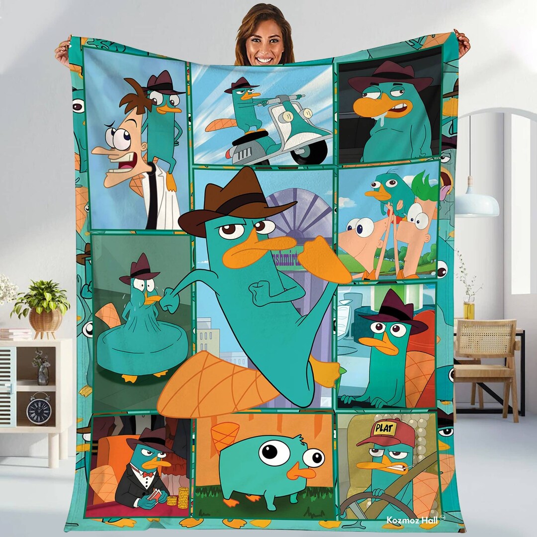 Phineas & Ferb Perry the Platypus Fleece Blanket Phineas Ferb Cartoon ...