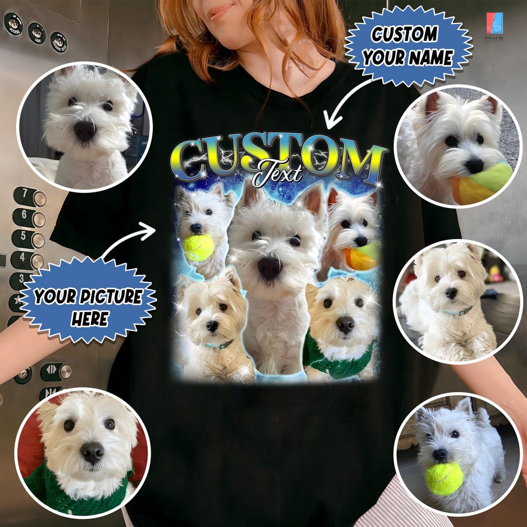 Personalized Dog Cat Bootleg Shirt, Custom Pet Photo Bootleg Shirt ...