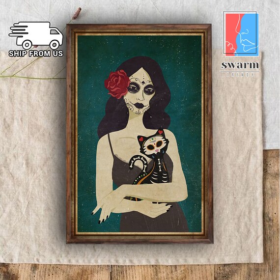 Kits & How To Skull girl and cat Sewing & Needlecraft etna.com.pe