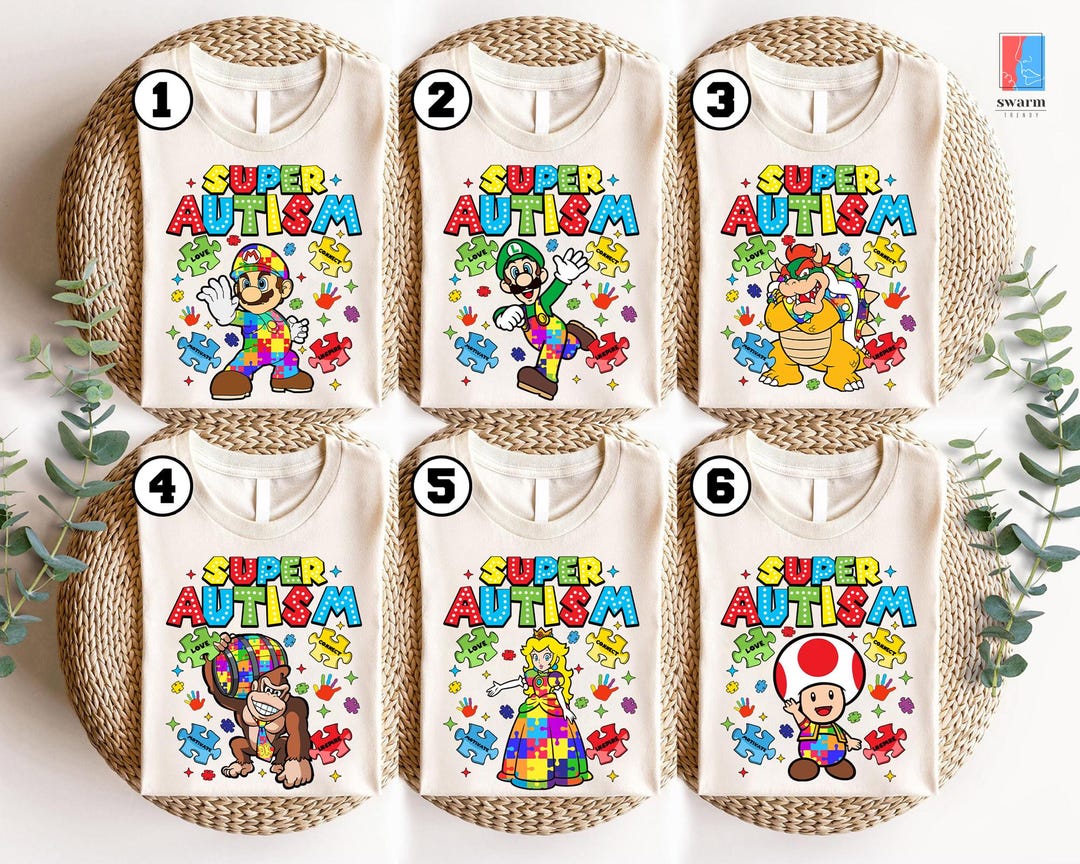 Super Mario Autism Awareness Shirt, Mario Autism Shirt, Mario Luigi ...
