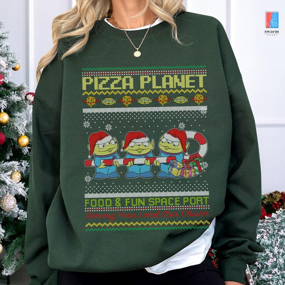 Toy Story Pizza Planet Aliens Christmas Shirt Pizza Planet Food & Fun ...