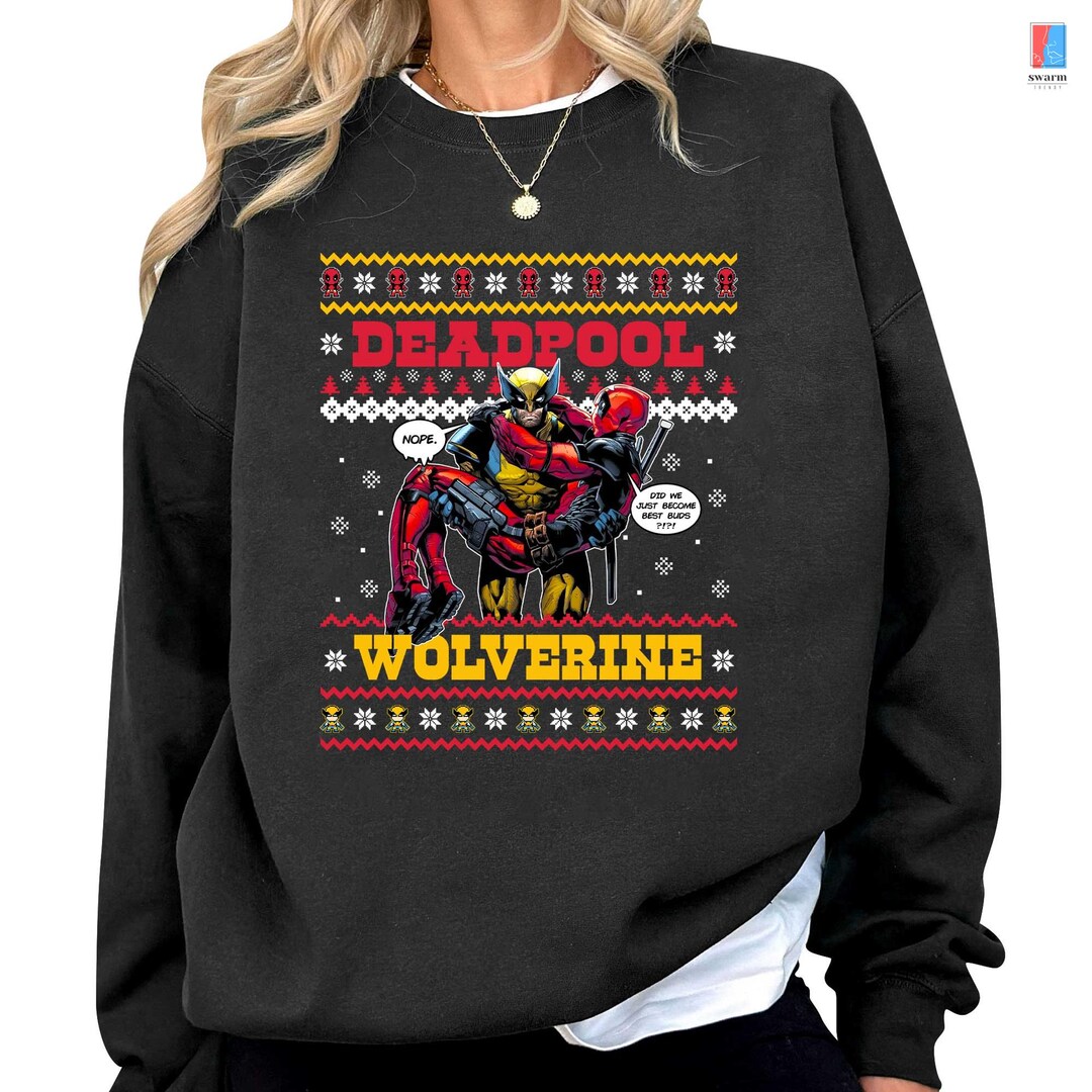 Deadpool and Wolverine Ugly Christmas Sweater, Superhero Ugly Christmas ...