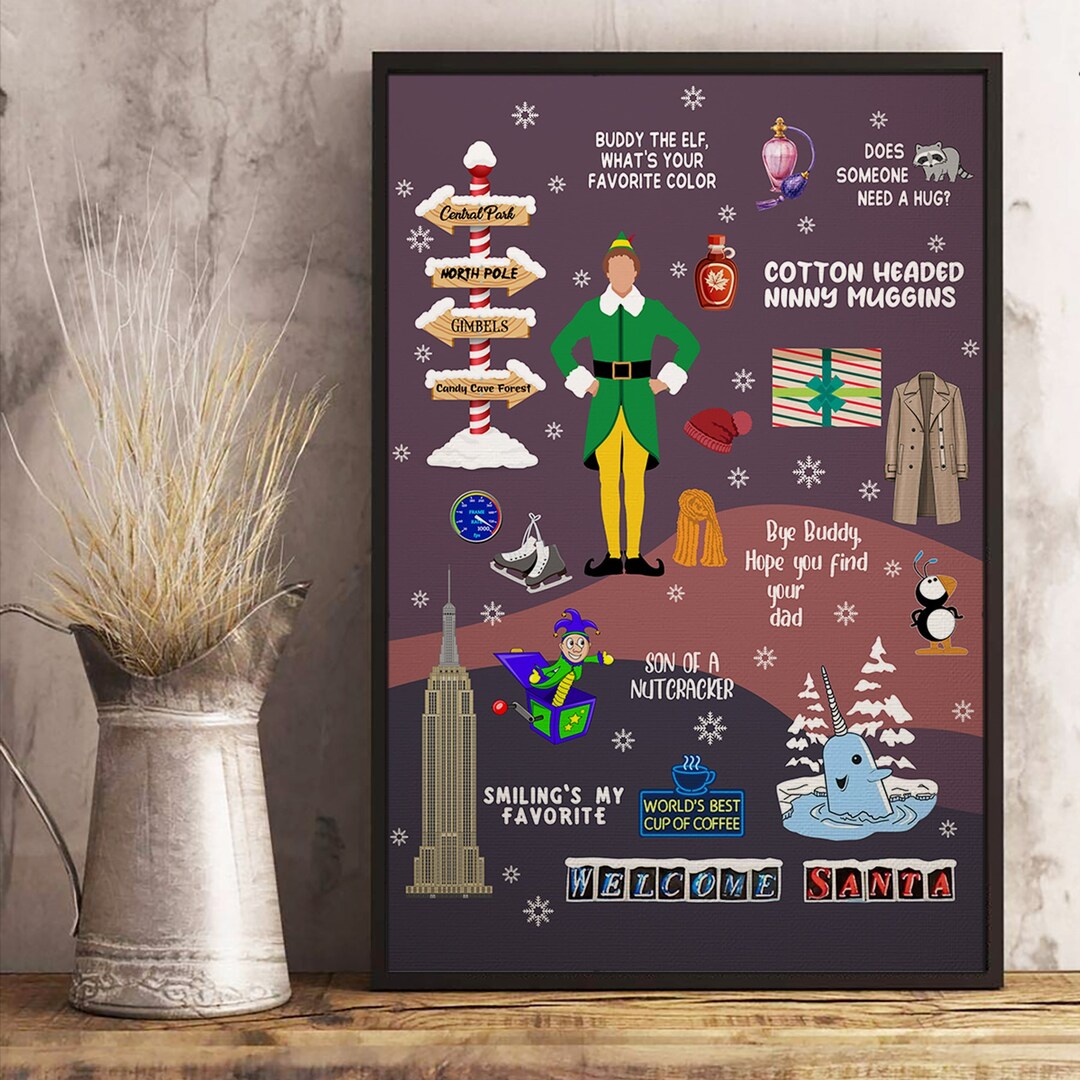 Buddy Elf Christmas Poster, Buddy the Elf Canvas Poster, Christmas ...