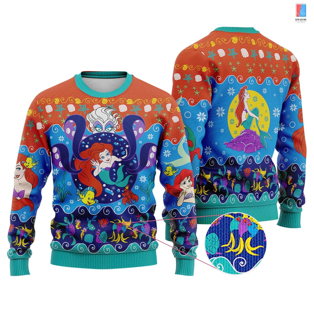 The Little Mermaid Ariel Ugly Christmas Sweater, the Little Mermaid ...