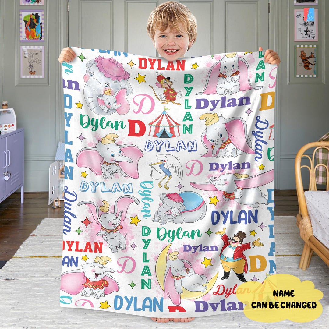 Personalized Dumbo Elephant Blanket, Disneyland Dumbo Blanket, Timothy ...