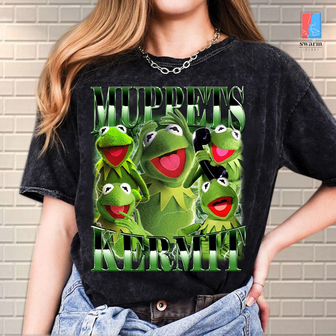 Vintage the Muppets Kermit Bootleg Washed Shirt, Kermit Frog Oversized ...