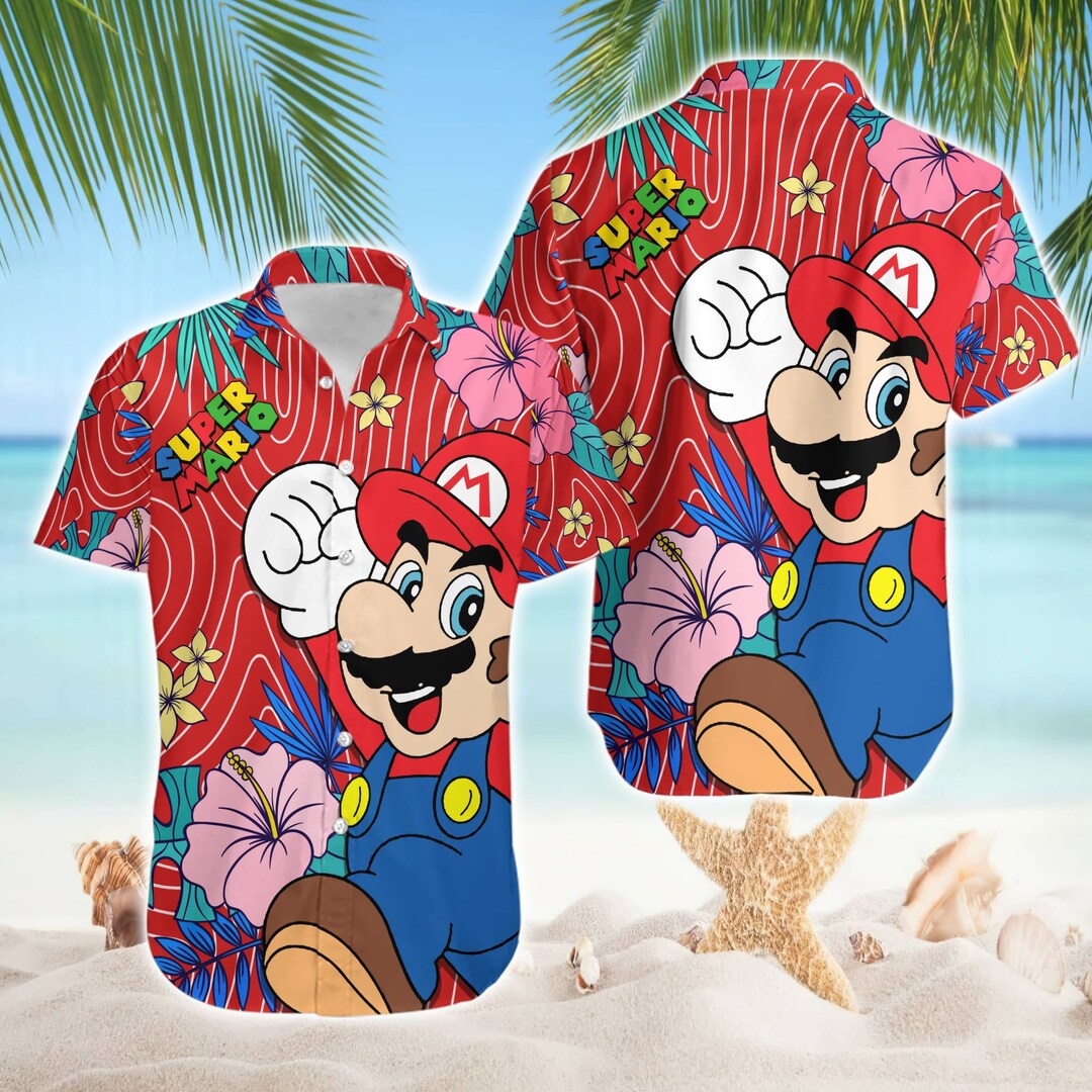 Super Mario Hawaiian Shirt, Mario Summer Hawaiian Shirt, Summer Beach ...