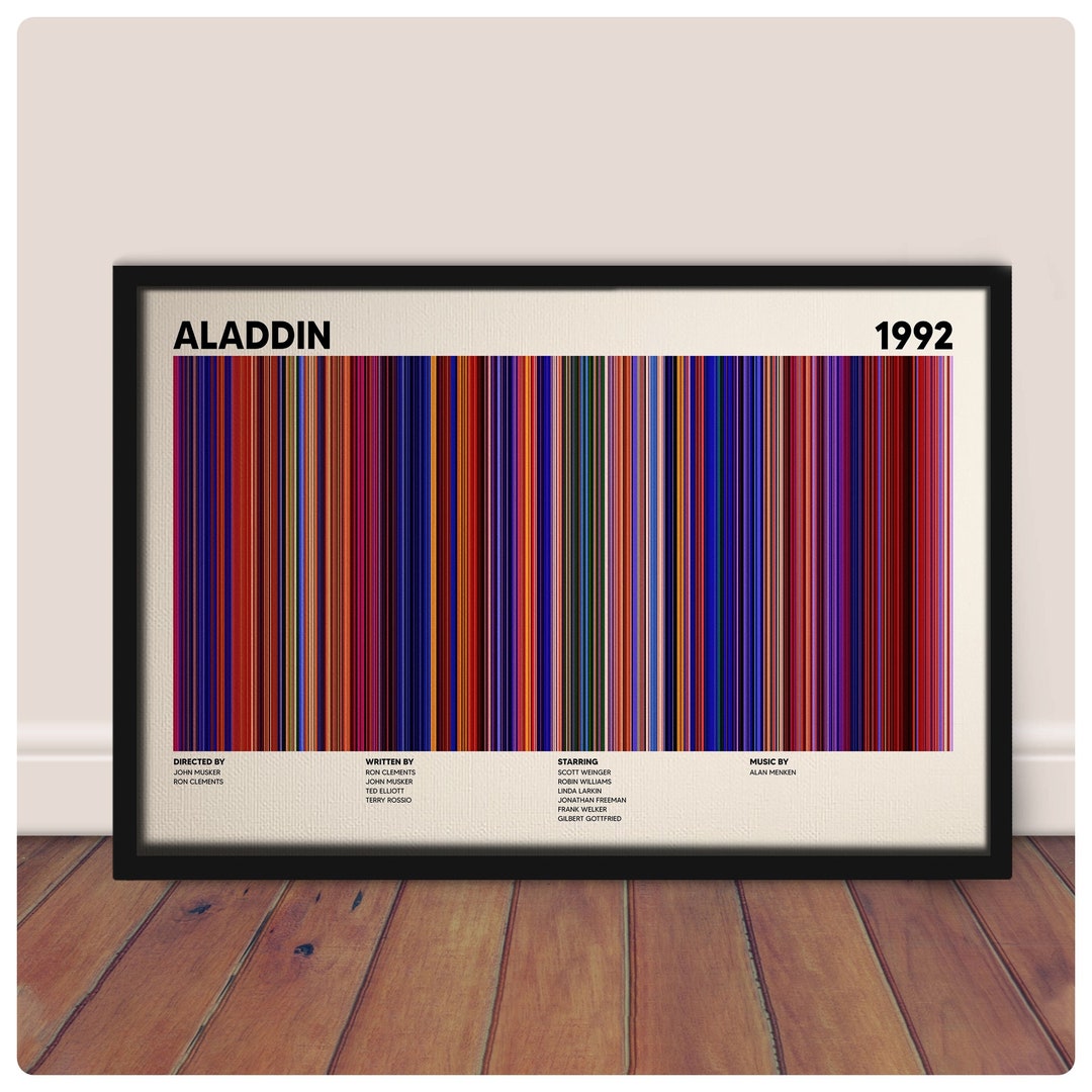 Aladdin Movie Barcode Poster, Disneyland Aladdin Poster Print, Aladdin ...