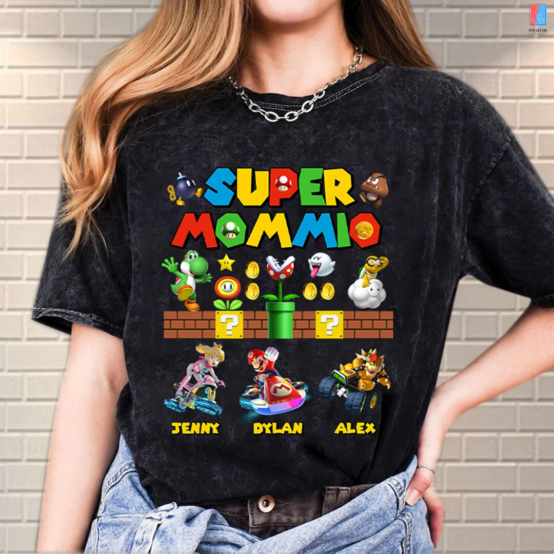 Super Mommio Washed Shirt, Super Mario Mom Shirt Mother and Daughter ...