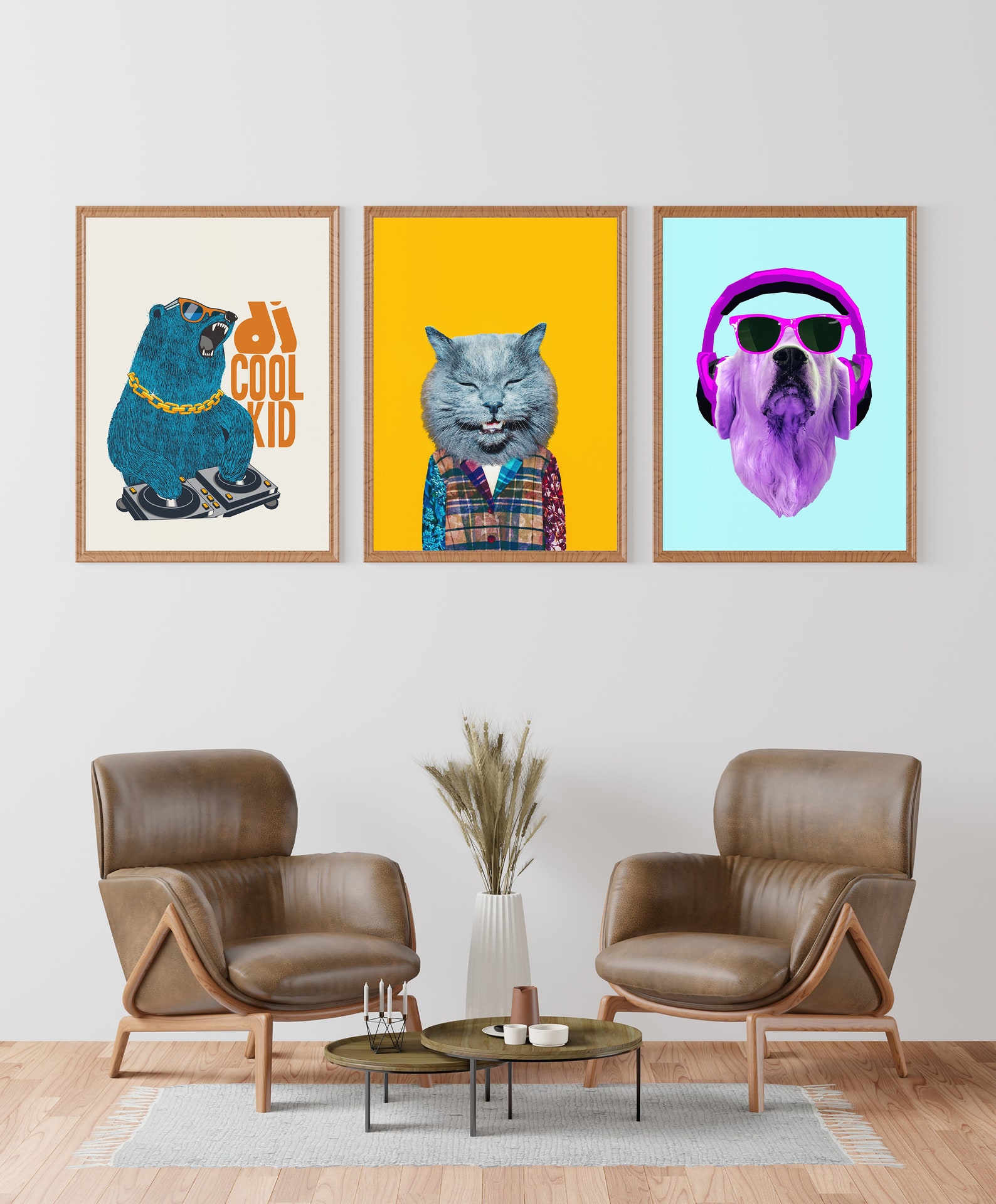 Good Vibe Cat Poster Set Funny Animal Digital Print Animated | Etsy