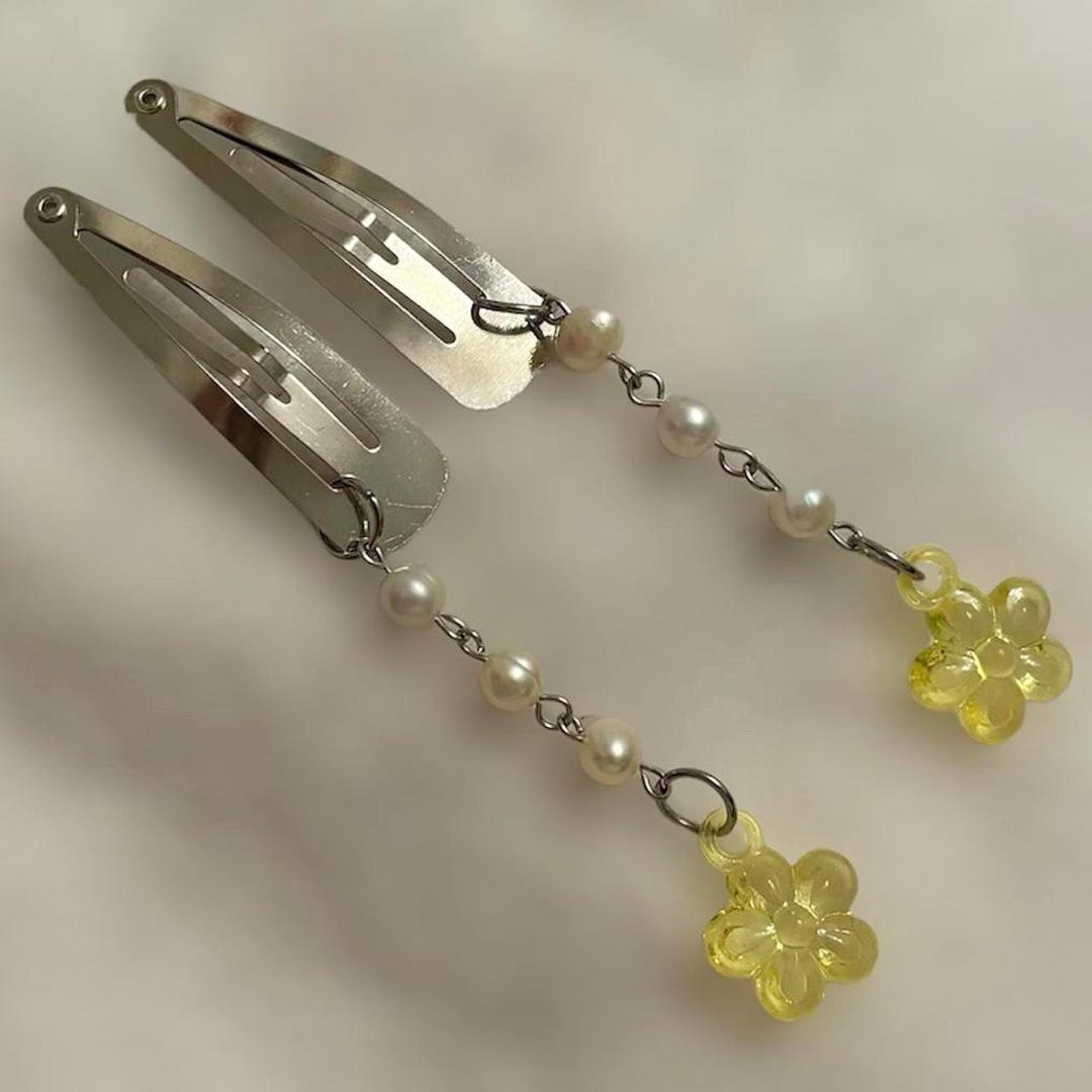 Flower Power Hair Clip Set - Yellow - Etsy