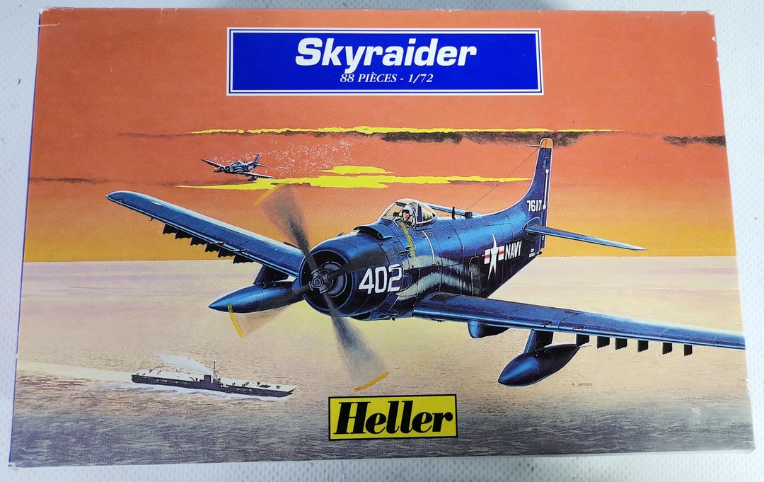 Vintage Construction Model Kit 1/72 Scale Heller Skyraider - Etsy