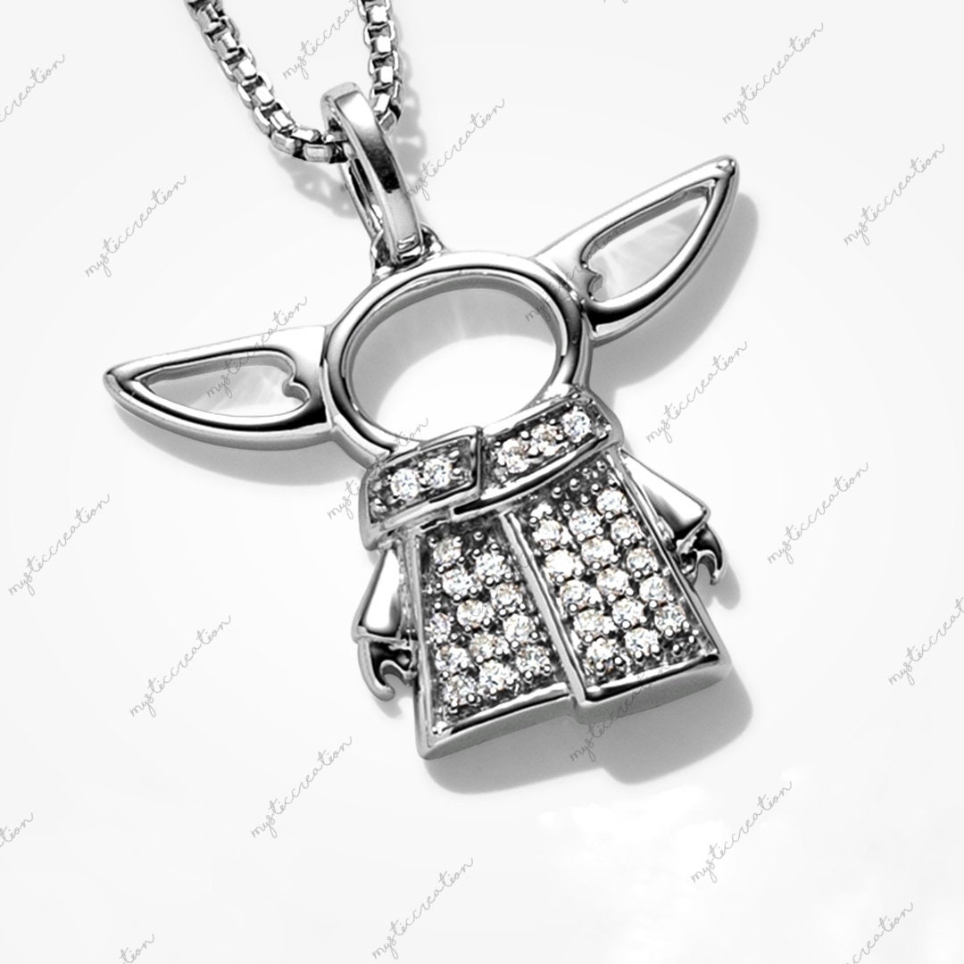 Star Wars Baby Yoda Grogu Necklace / Real Moissanite Baby Yoda 925 ...