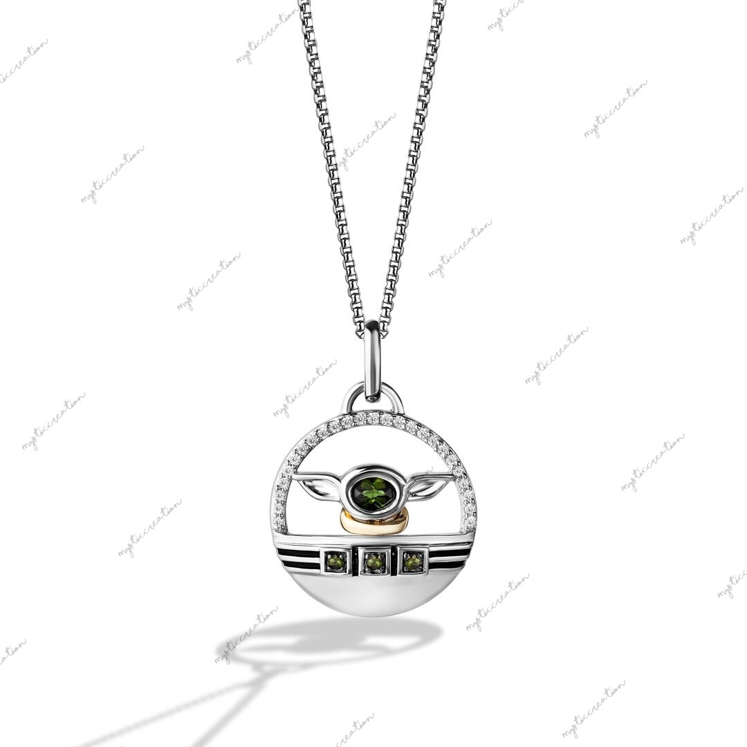 Babay Yoda Grogu Star Wars Pendant, 1.00 CT Peridot & Diamond Baby Yoda ...