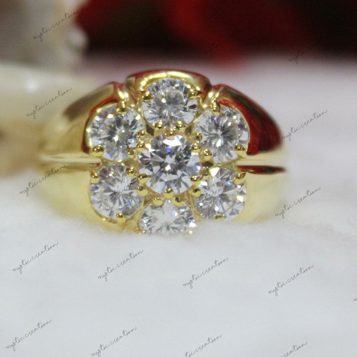 3ct Round Simulated Diamond Mens Heavy Cluster Engagement - Etsy