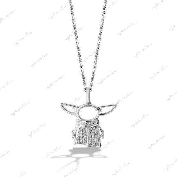 Star Wars Baby Yoda Grogu Necklace Real Moissanite Baby Yoda 925 Silver Necklace Baby Grogu Silver Birthday Anniversary Gift Necklace Etsy