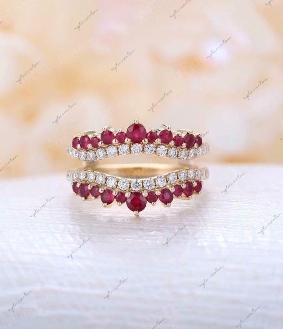 2.00 CT Red Ruby Enhancer Engagement Ring / Solitaire Enhancer Jacket ...