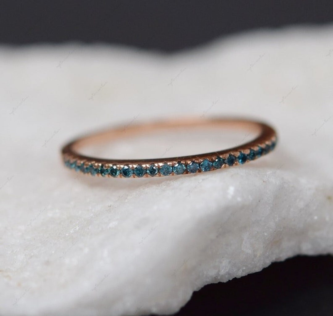 1.10 Ct London Blue Topaz Eternity Band - Minimalist Eternity Ring for ...