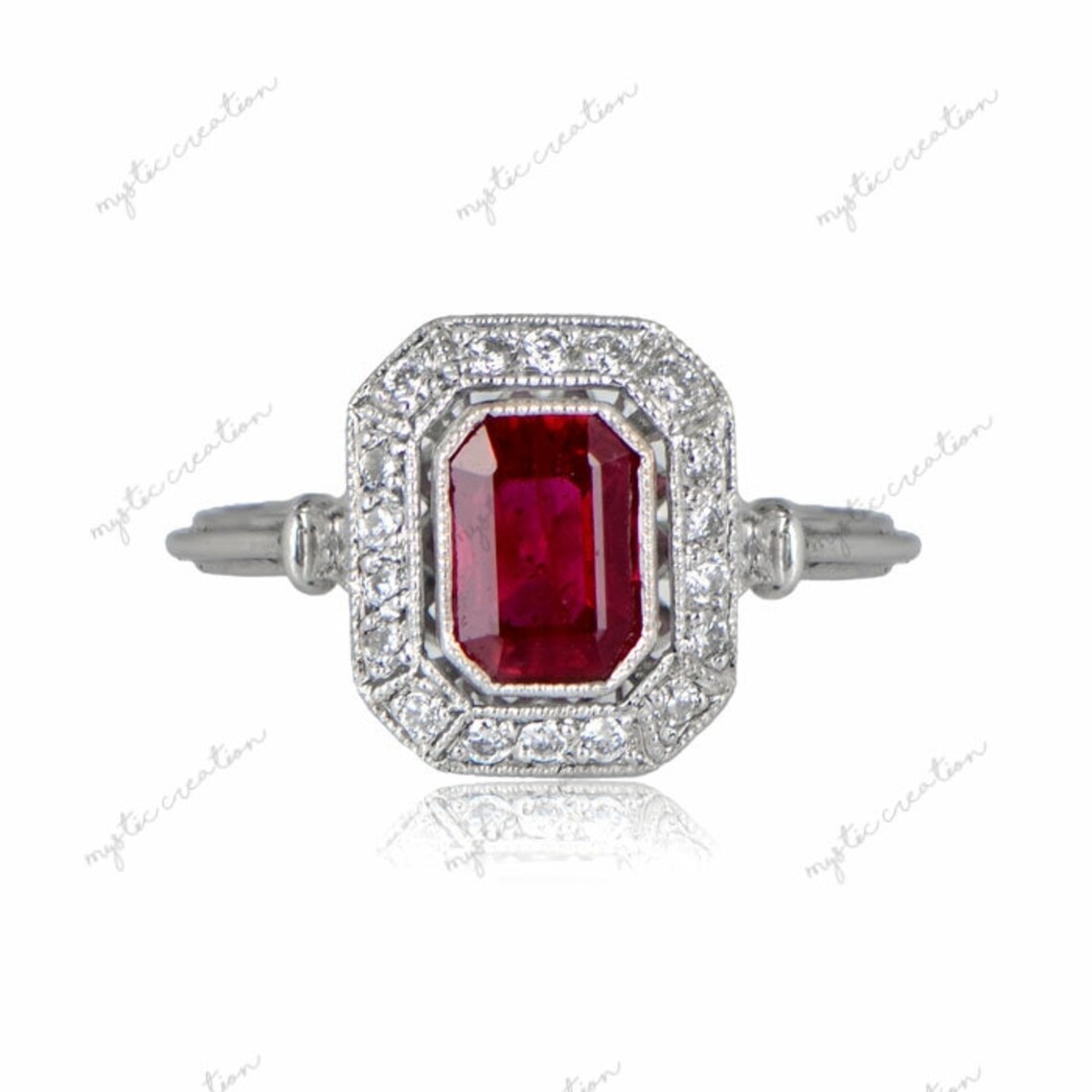 Classy 1.40 Ct Red Ruby Excellent Art Deco Style Engagement Wedding ...